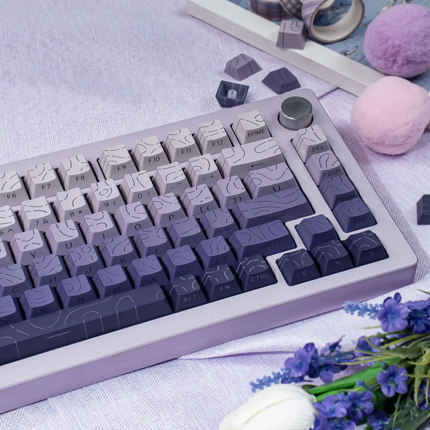 Purple Contour Line Cherry Keycap Set: Art | Noveltykeycaps